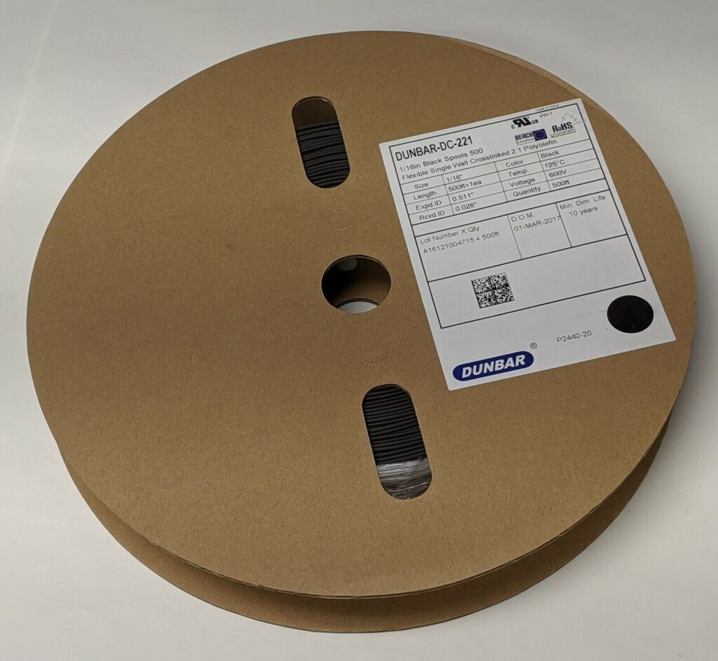 2:1 Single Wall Polyolefin - Dunbar-DC-221 - Heat Shrink Tubing ...